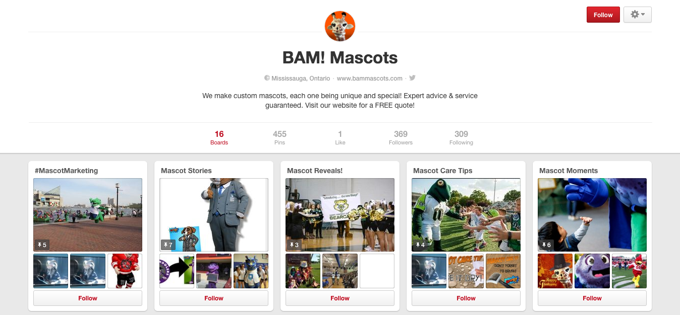 Pin Your Mascot on Pinterest